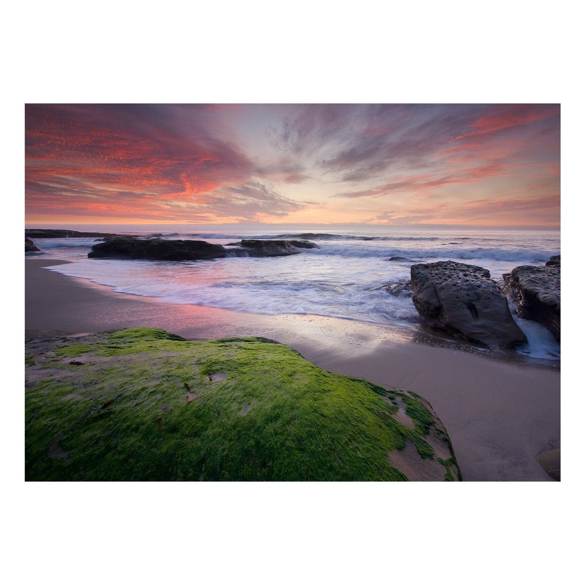 "Pink and Green Sunset" Coastal Wall Art – MK Envision Galleries